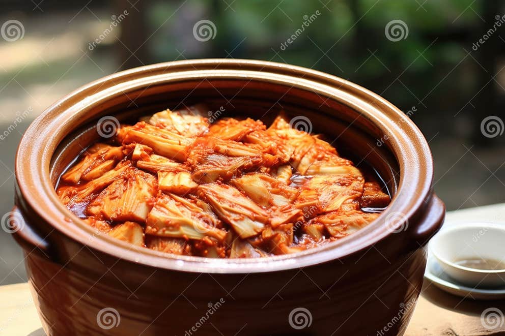 Fermenting Kimchi in an Authentic Korean Earthenware Pot Stock Image ...