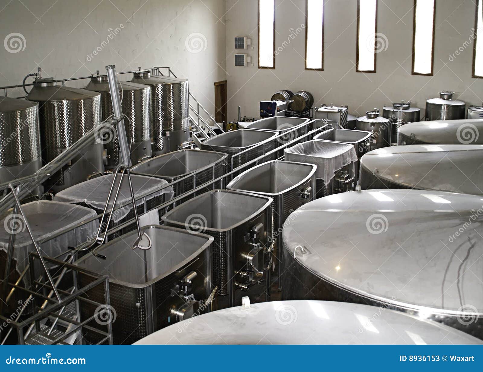 Fermenting Tanks in a Napa Winery Stock Image - Image of wine, metal ...