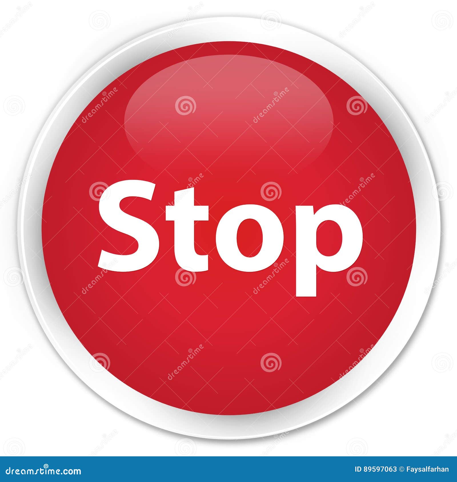 Fermi Il Bottone Rotondo Rosso Premio Illustrazione di Stock ...