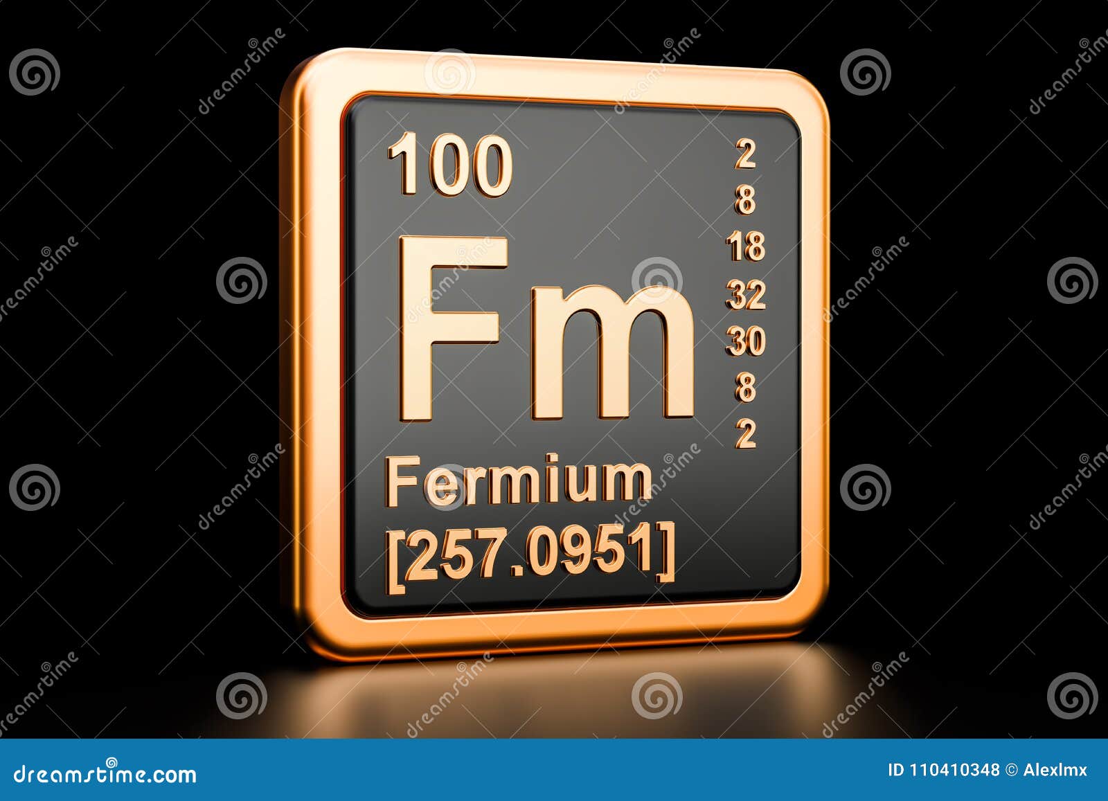 Fermium, 3D Rendering Of Symbols Of The Elements Of The Periodic Table ...