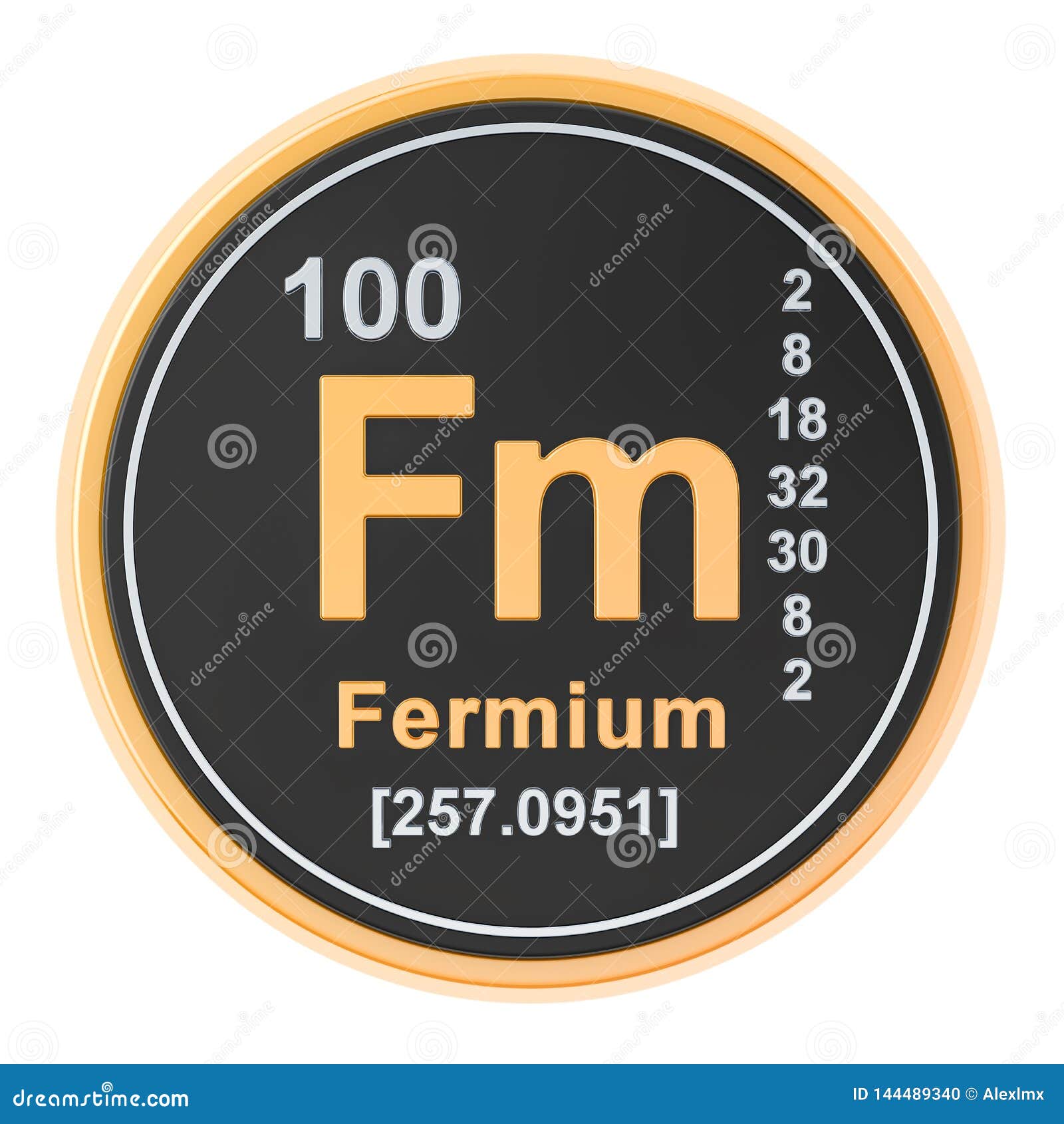 Fermium, 3D Rendering Of Symbols Of The Elements Of The Periodic Table ...