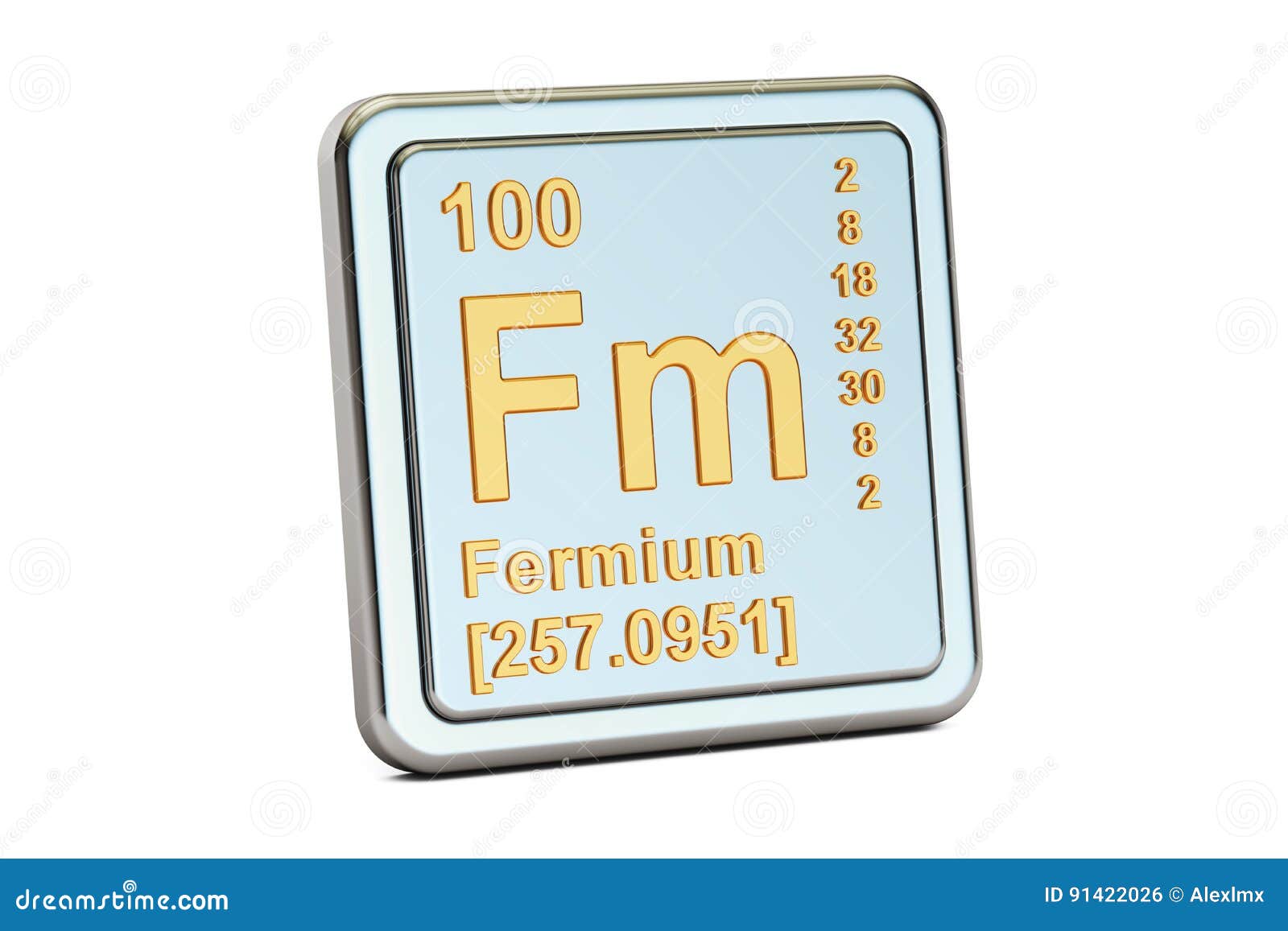 Fermium, 3D Rendering Of Symbols Of The Elements Of The Periodic Table ...
