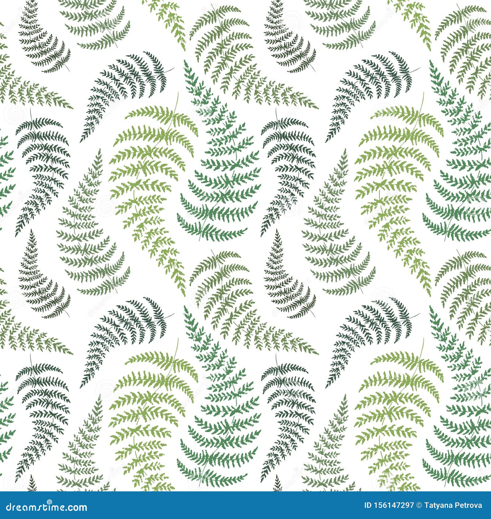 Fern Backdrop. Hand Drawn Seamless Pattern with Sketch Style Fern ...