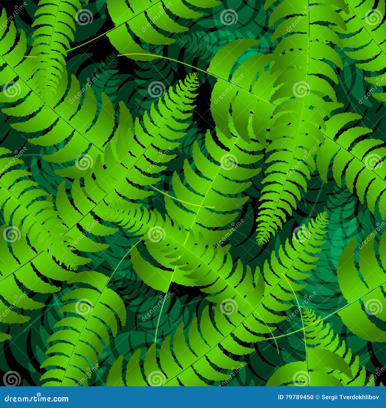 Fern Frond Silhouettes Seamless Pattern. Vector Illustration Stock ...