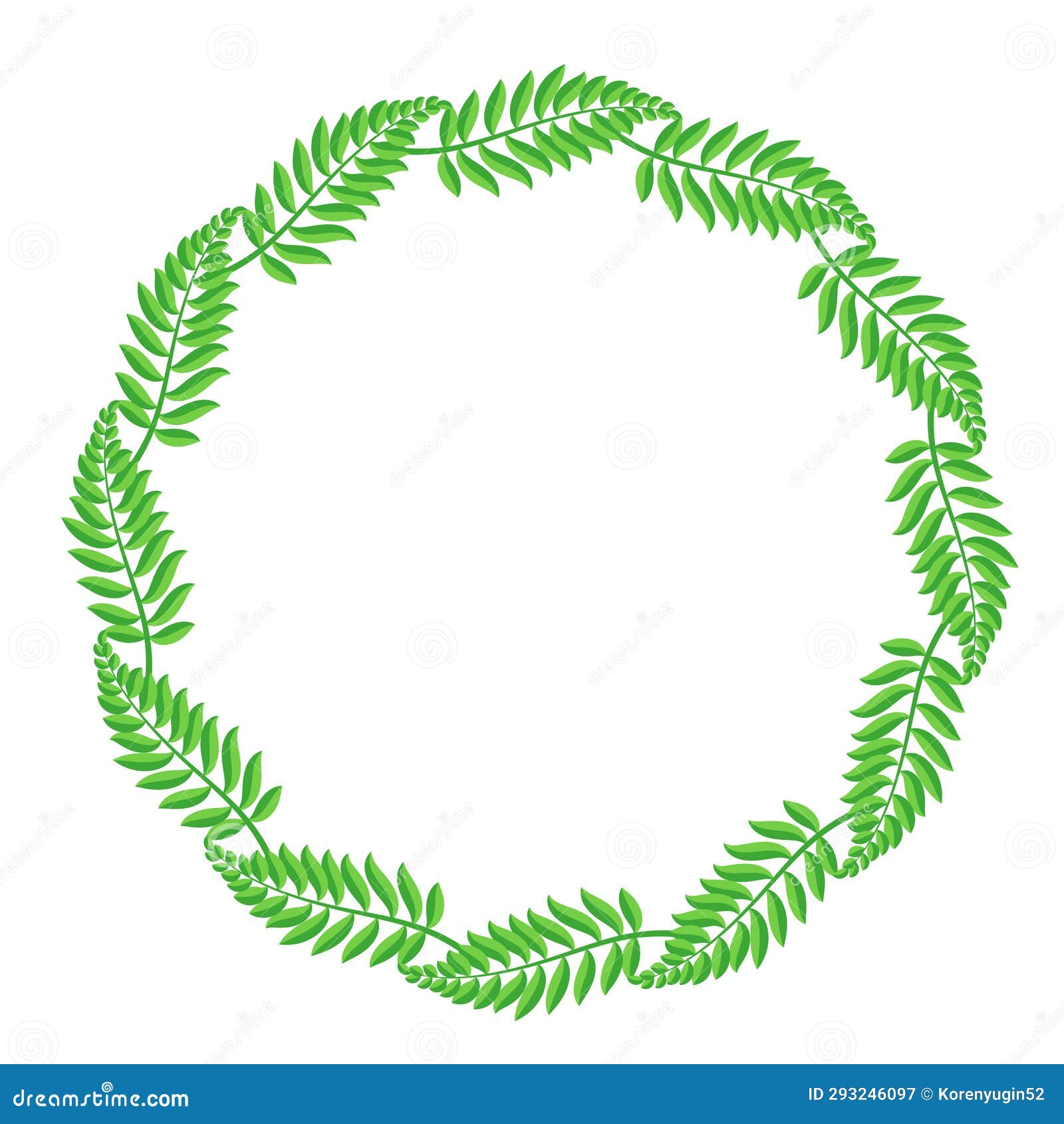 Fern Leaf Art Drawn Round Frame Stock Vector - Illustration of floral ...