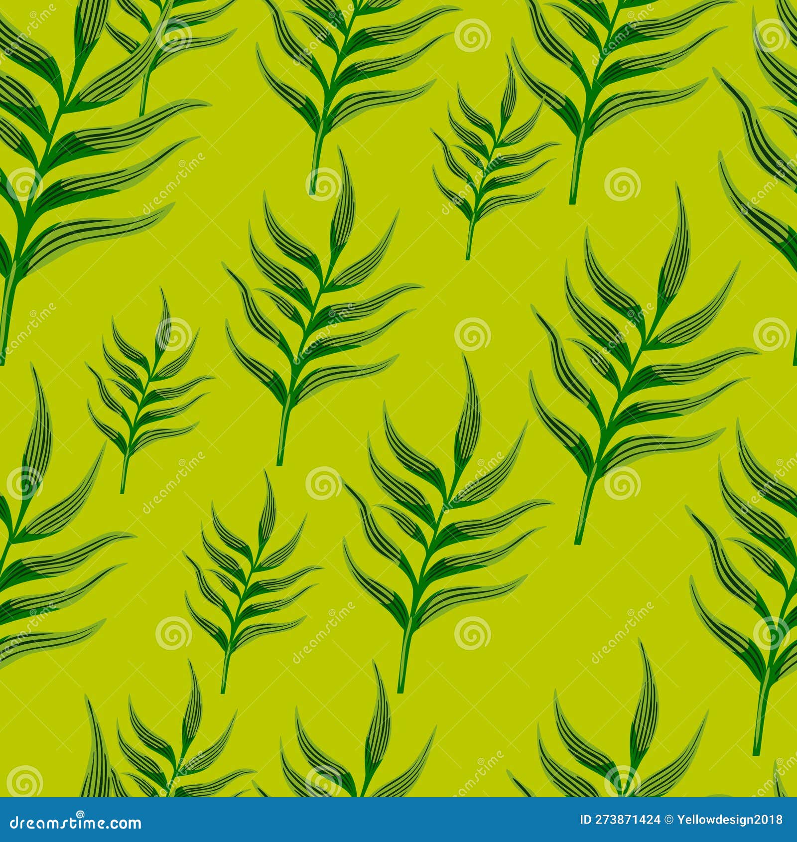 Fern Leaf Wallpaper Abstract Exotic Plant Seamless Pattern Tropical