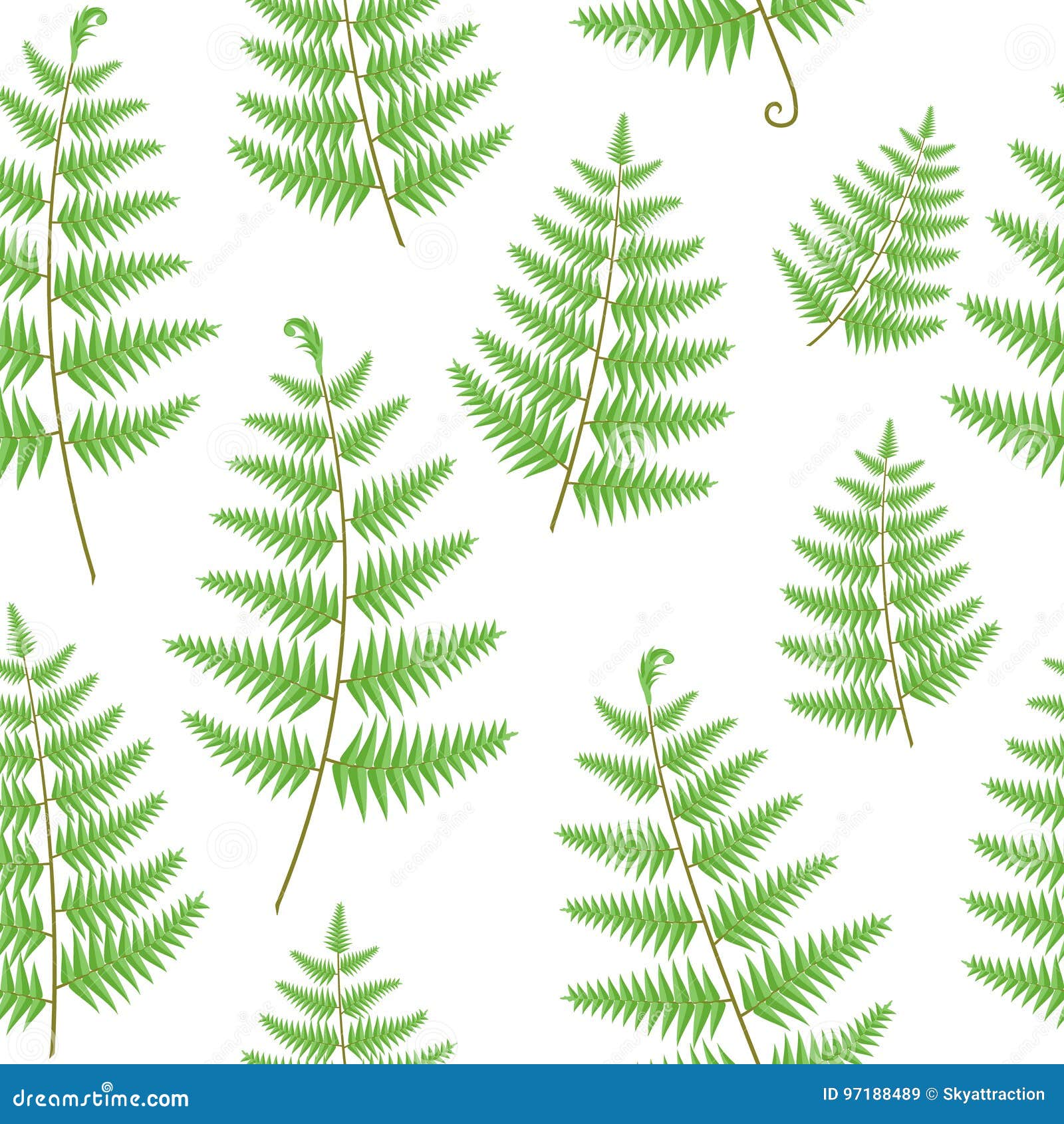 Fern Leaves Seamless Vector Pattern Stock Vector - Illustration of ...