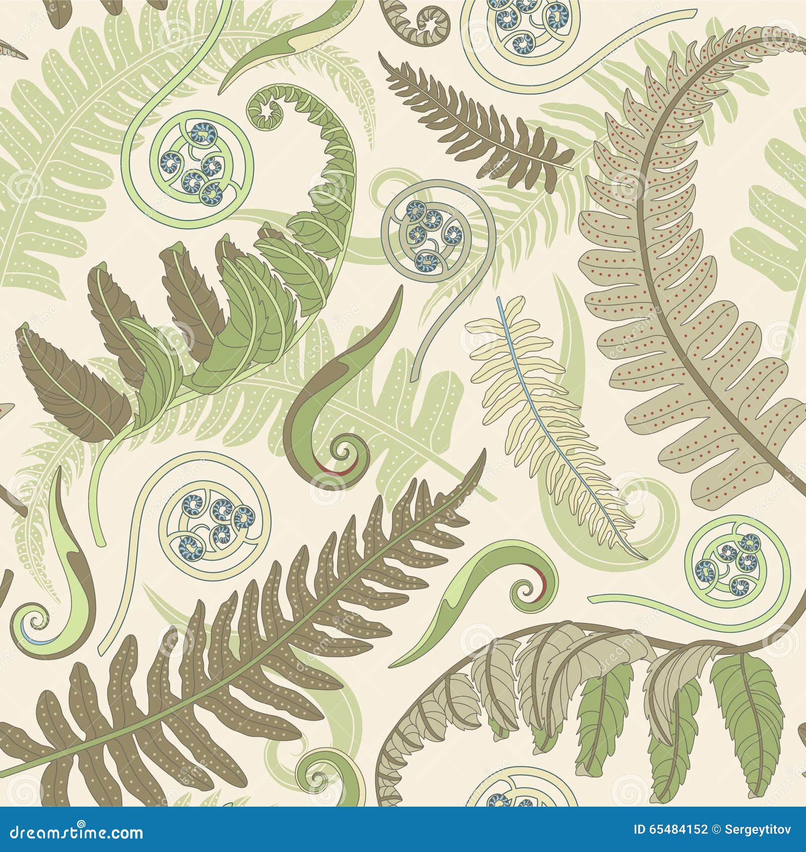 Fern stock vector. Illustration of romantic, seamless - 65484152