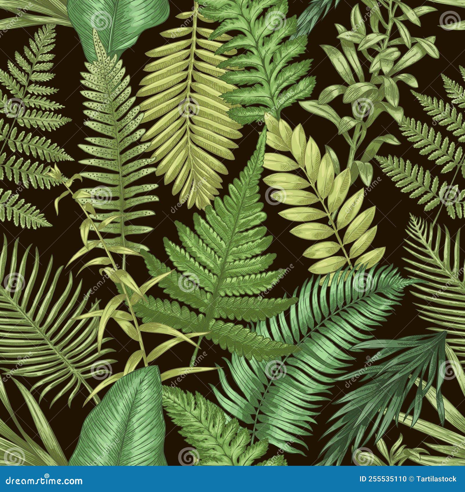 Fern Pattern. Seamless Texture With Forest Foliage. Bracken And ...