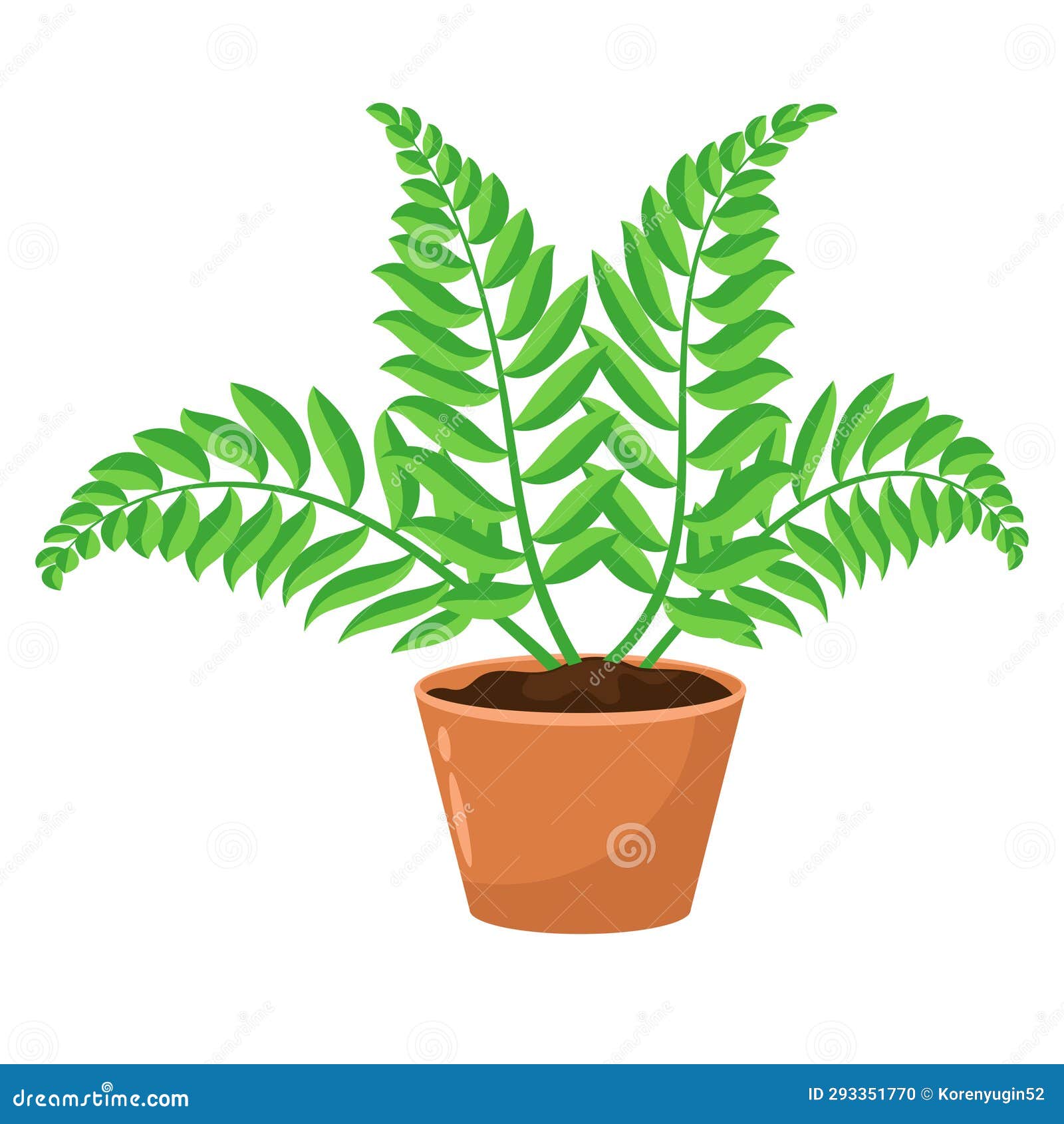 Fern Plant in Pot Art Drawn Stock Illustration - Illustration of ...