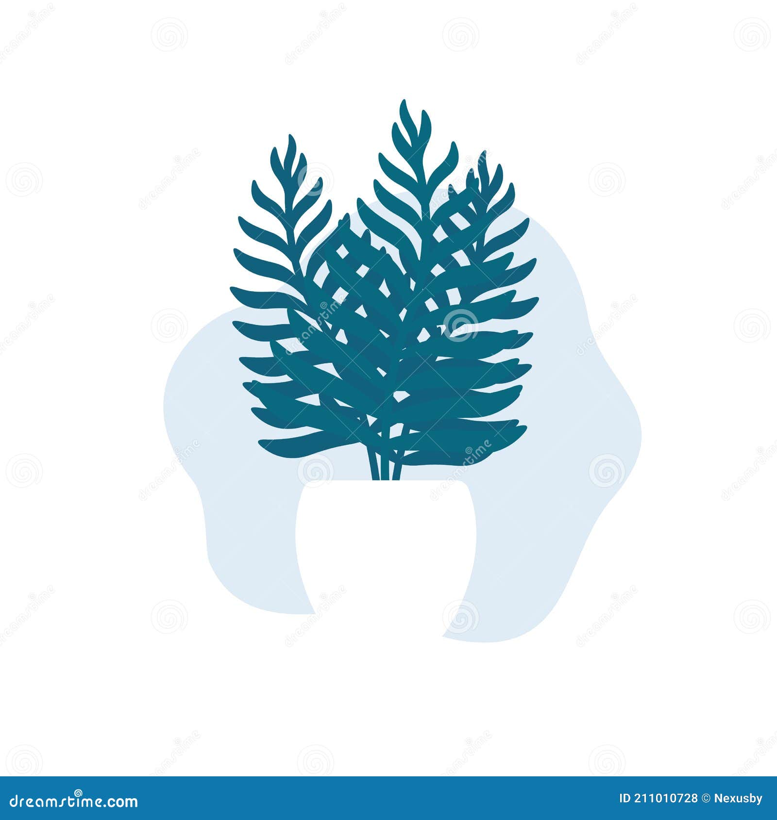 Fern Plant in Pot, Flat Vector Art Stock Vector - Illustration of ...