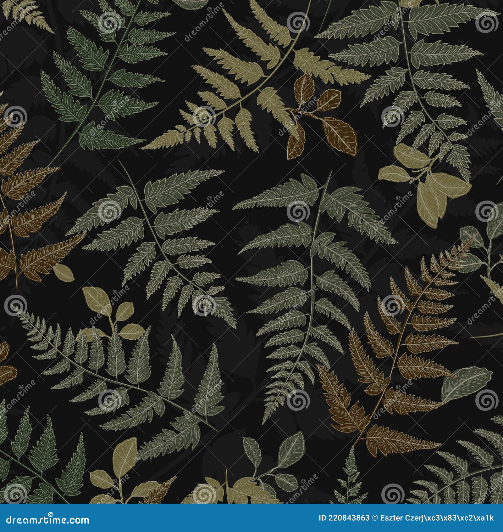 Fern Repeat Pattern from the Forest Stock Vector - Illustration of ...