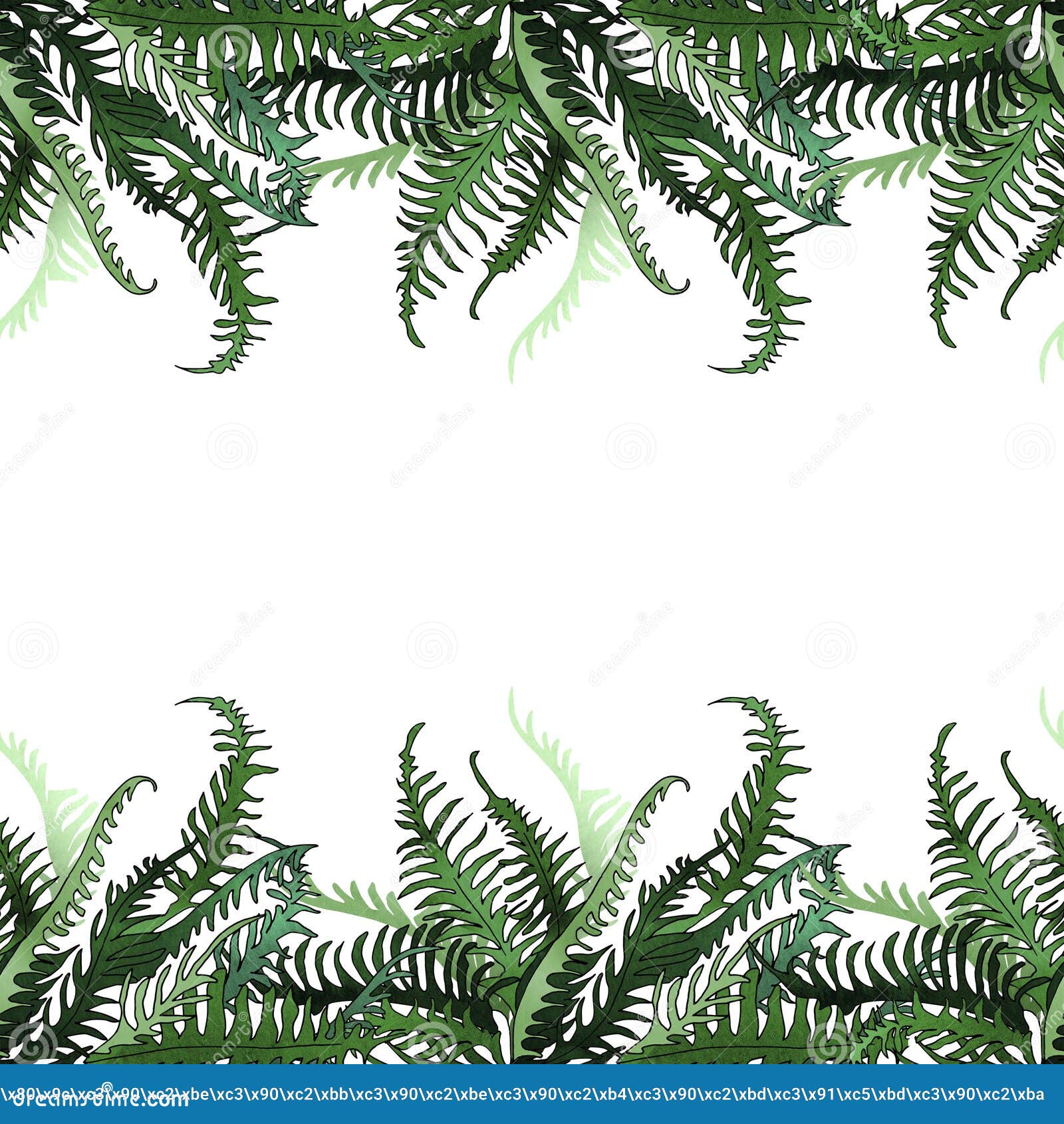 Fern Sweeping Leaves Tropical Frame Template. Stock Photo - Image of ...