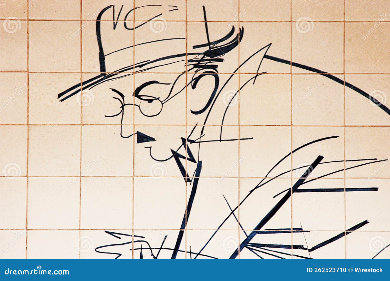 Fernando Pessoa Poet Drawing on the Tiled Wall Editorial Image - Image ...
