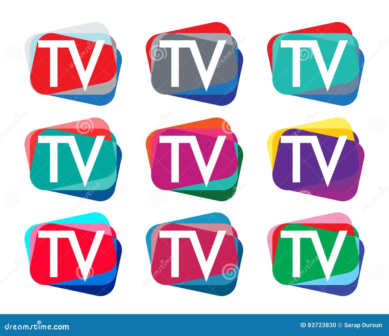 Fernsehen Logo Design Set vektor abbildung. Illustration von zeichen ...