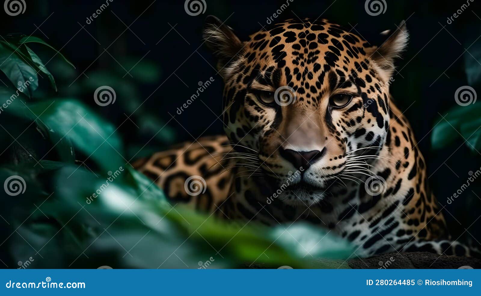 Ferocious Carnivore Leopard Sit and Relaxed and Stare at Something with ...