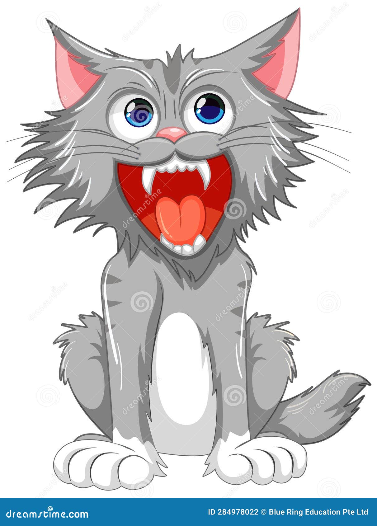 Ferocious Cat Cartoon with Open Mouth Stock Vector - Illustration of ...