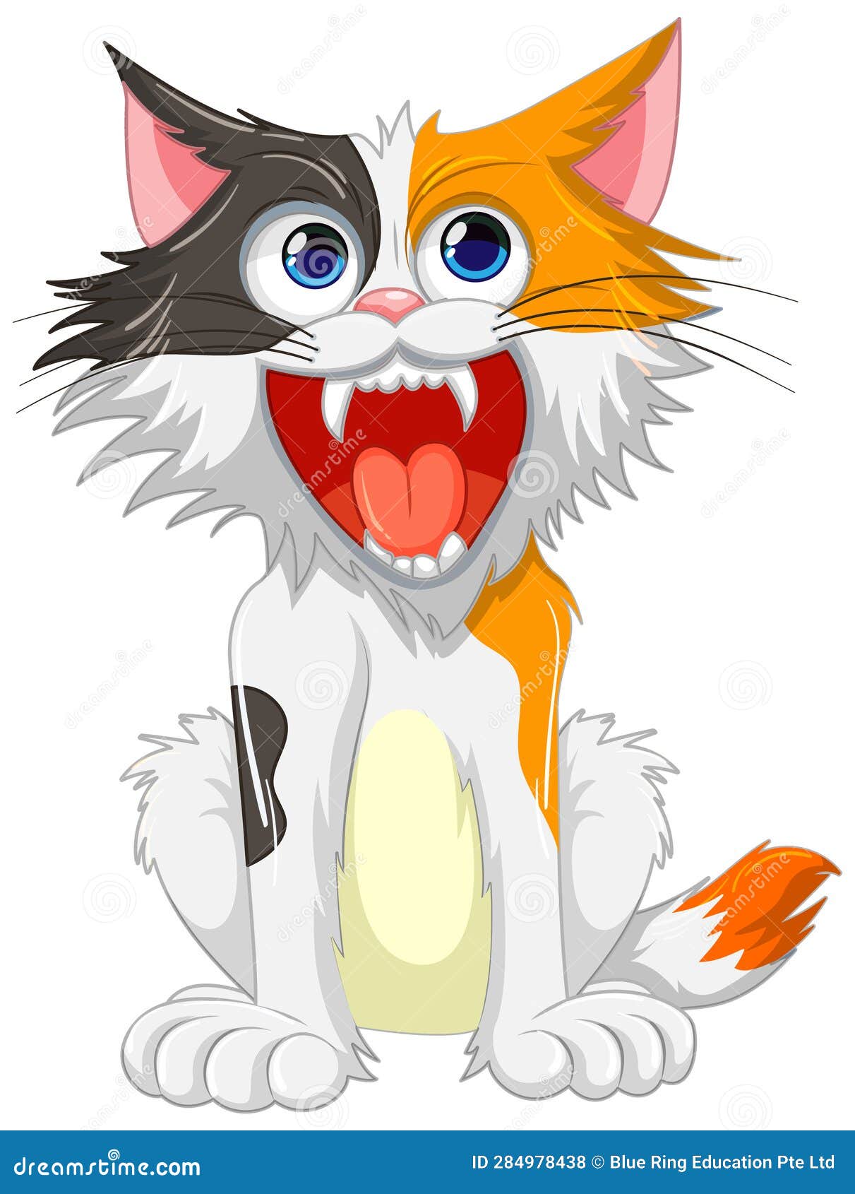 Ferocious Cat Cartoon with Open Mouth Stock Vector - Illustration of ...