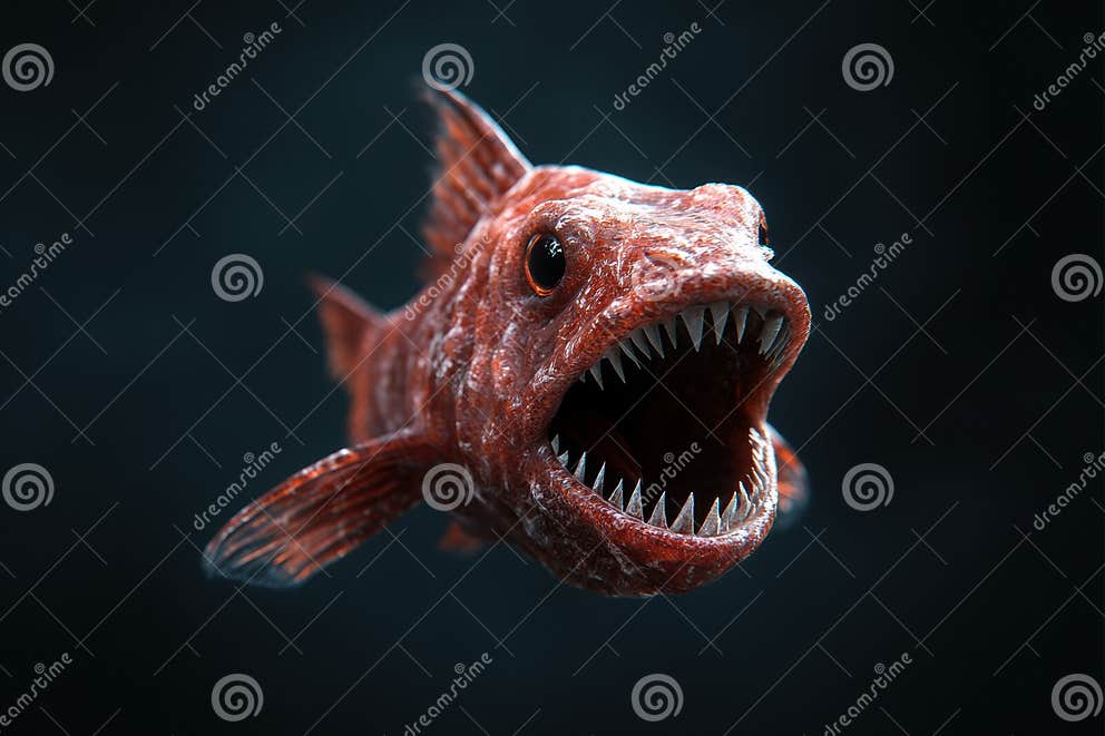 Ferocious Deep Sea Fish with Sharp Teeth Stock Illustration ...