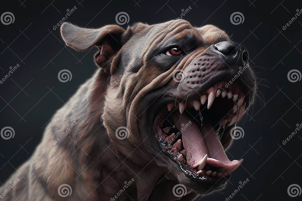 Ferocious Dog, Realistic 3d Render Stock Illustration - Illustration of ...