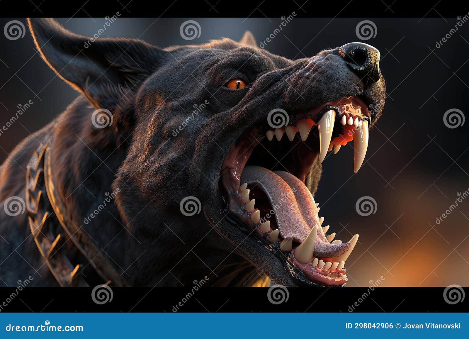 Ferocious Dog, Realistic 3d Render Stock Illustration - Illustration of ...