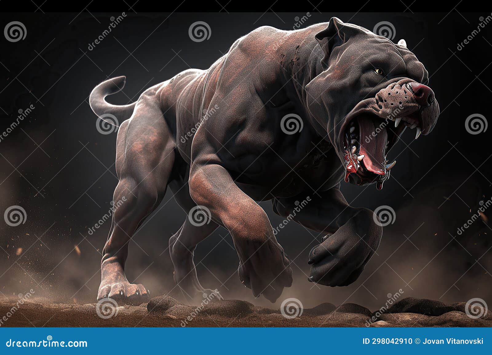 Ferocious Dog, Realistic 3d Render Stock Illustration - Illustration of ...