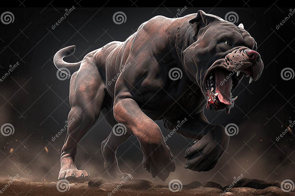 Ferocious Dog, Realistic 3d Render Stock Illustration - Illustration of ...