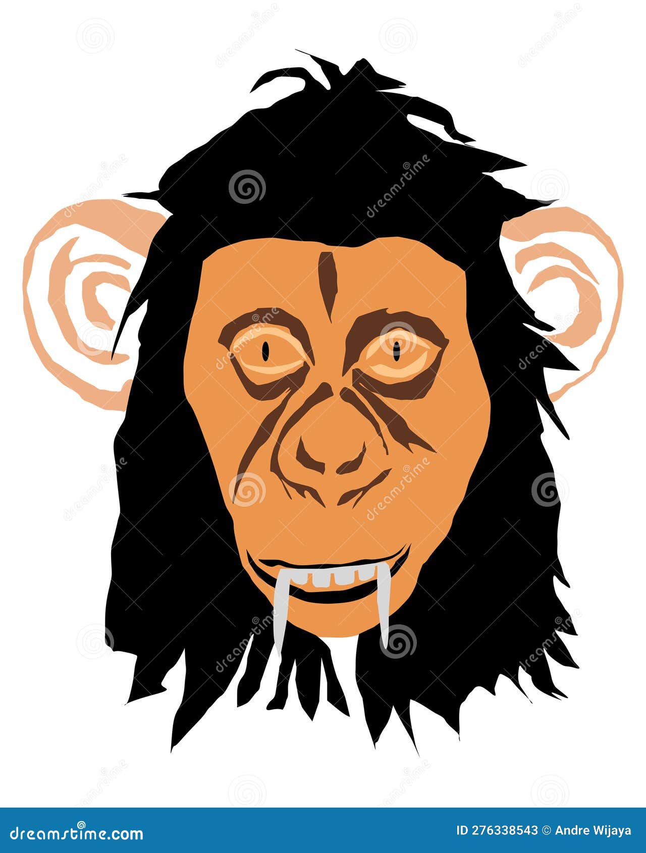 Ferocious Fanged Monkey Suitable For Screen Printing, Logos Etc Picture ...
