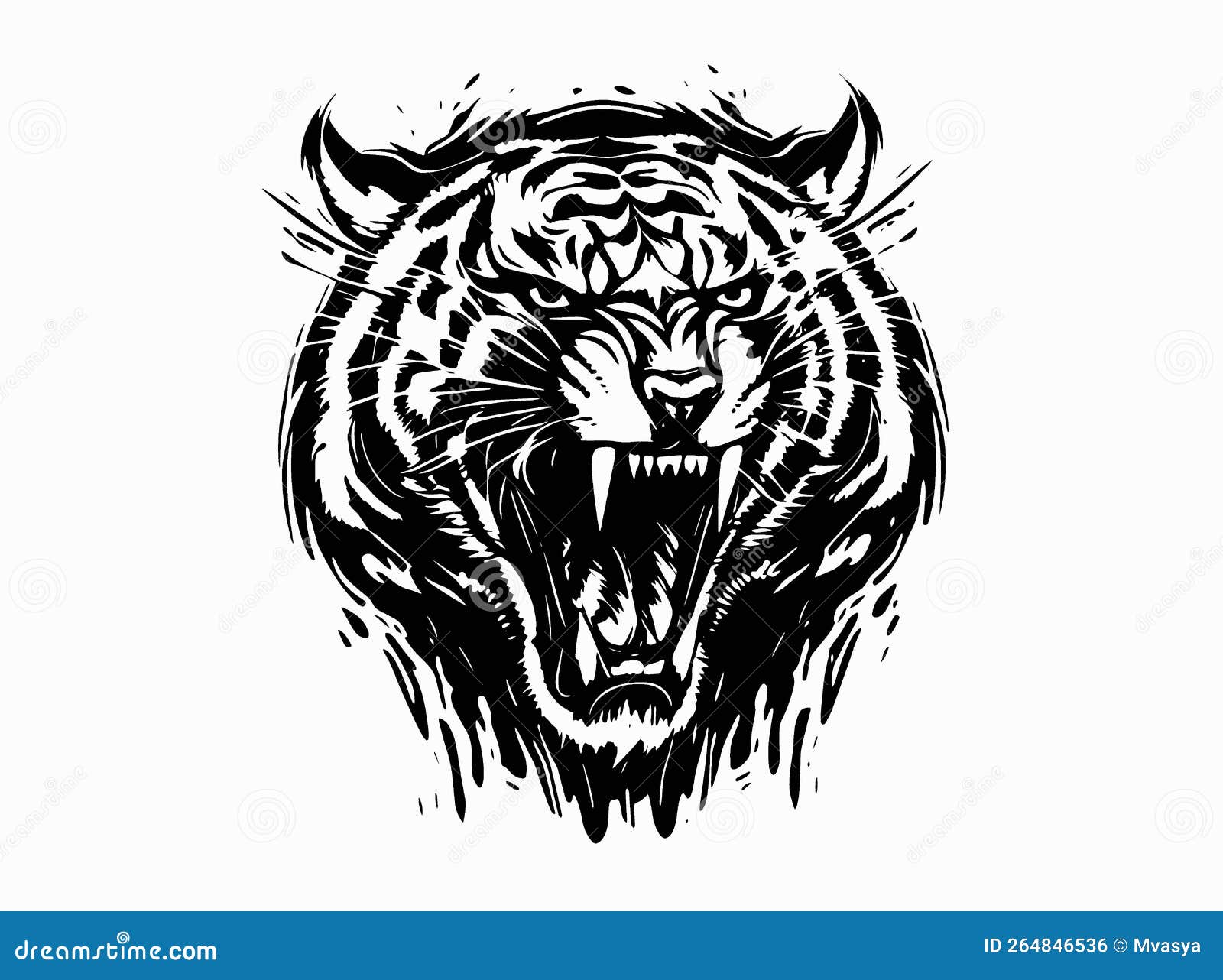 Ferocious Roaring Tiger. Angry Tiger. Vector Abstract Ink Splashes on ...