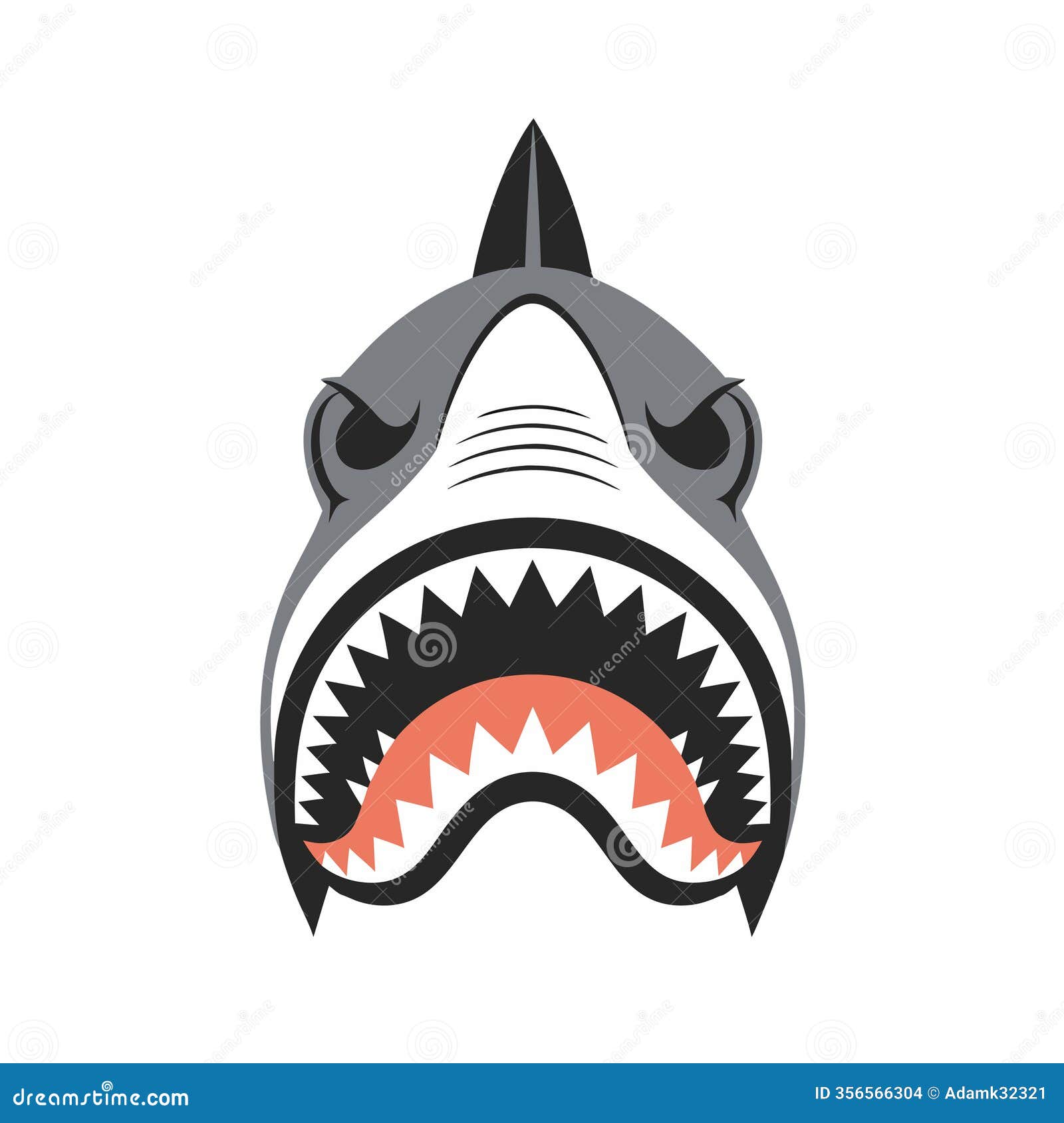 Ferocious Shark Face Vector Art Design for Tattoos and Graphics Stock ...