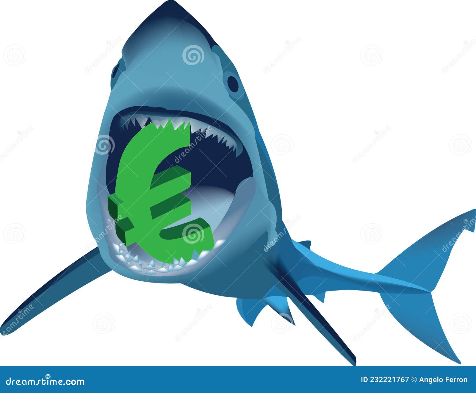 Ferocious Shark with Money Currency in Its Jaws. Stock Vector ...