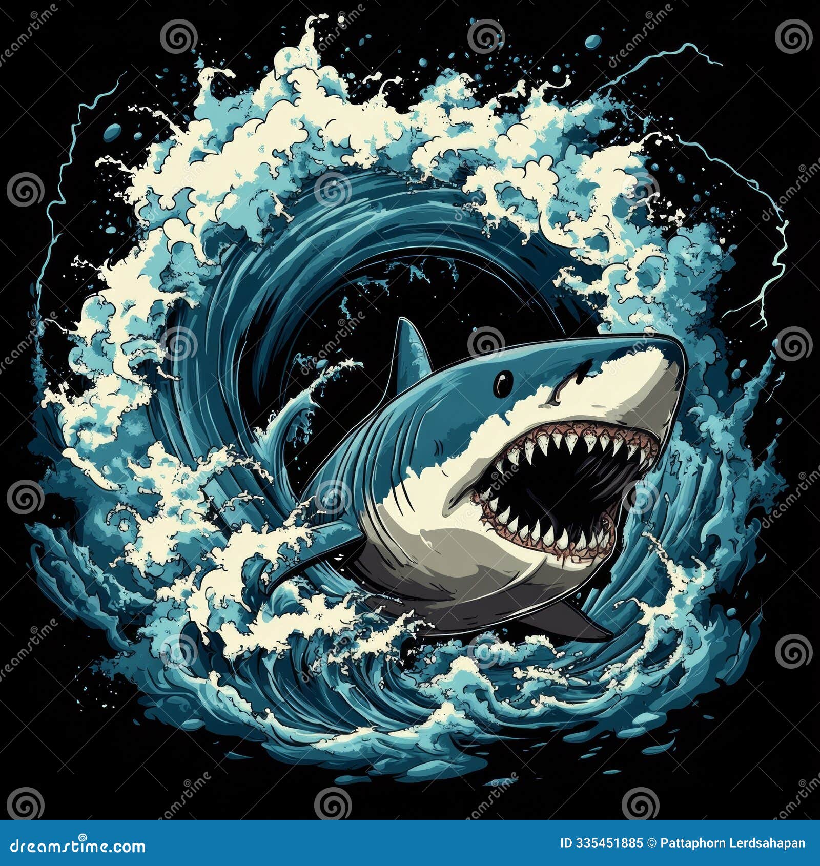 Shark Wave Cartoon Vector Illustration | CartoonDealer.com #53598996