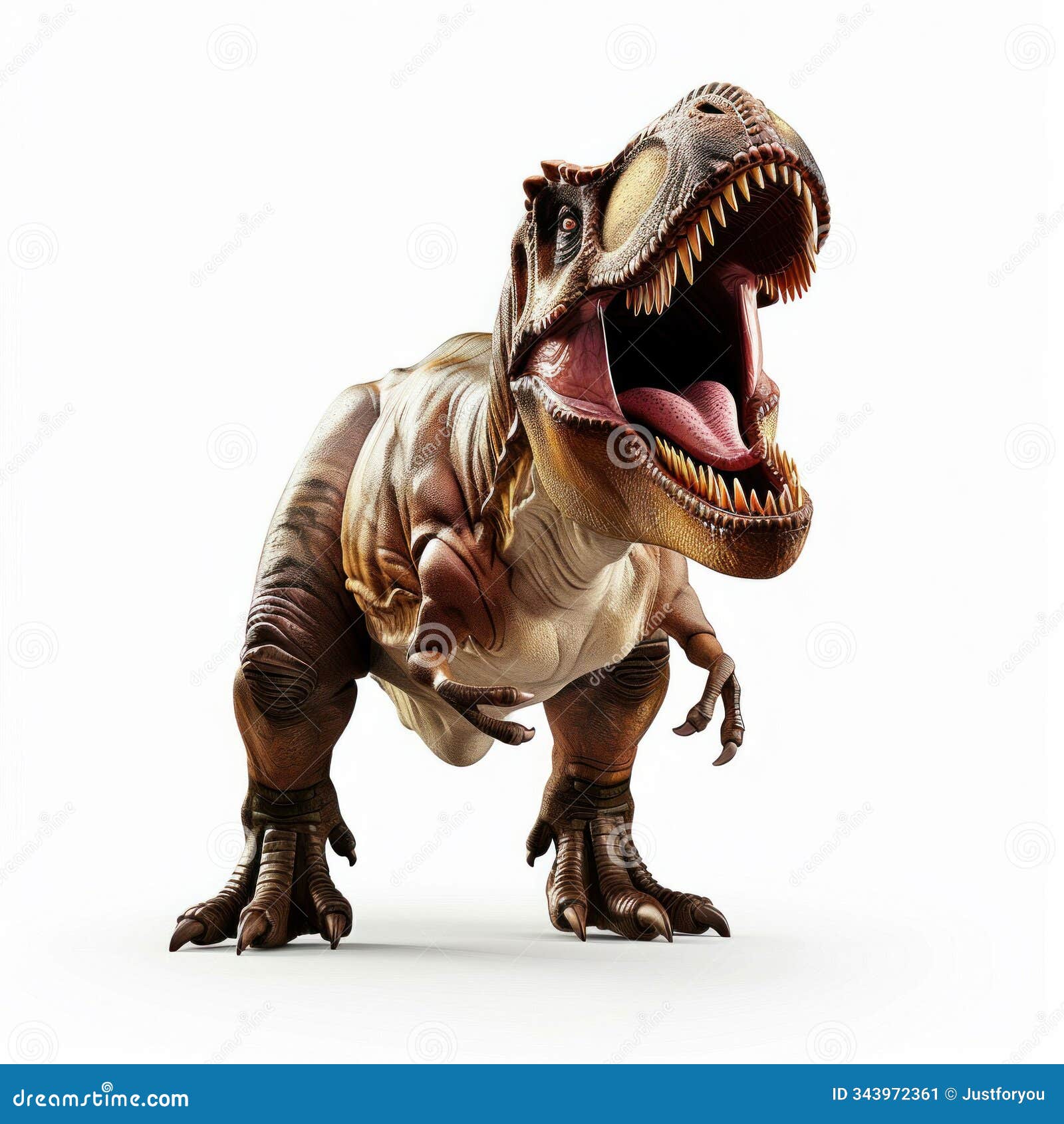 Ferocious T-Rex Dinosaur Roaring Isolated on White Stock Illustration ...