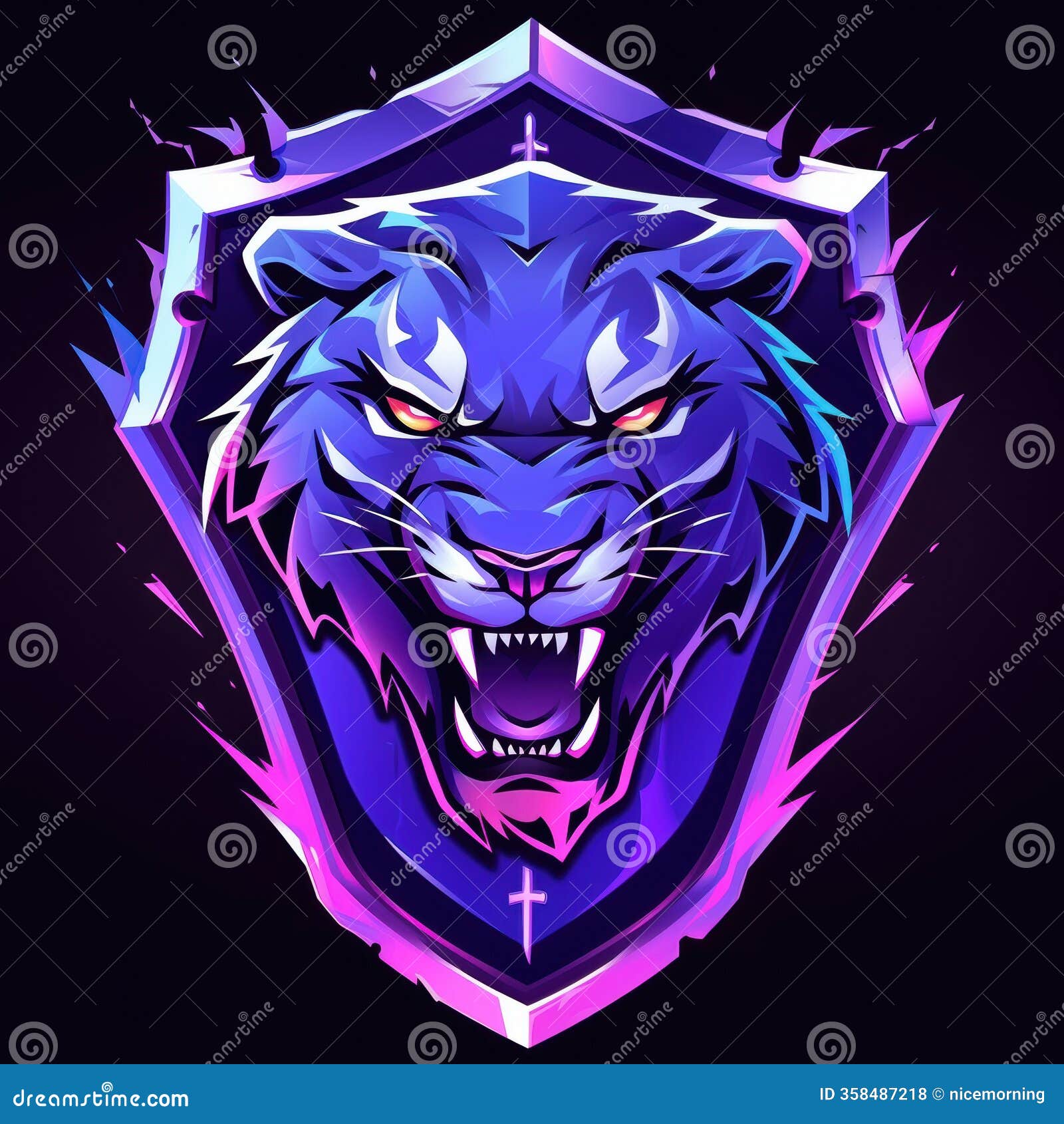 Ferocious Tiger Emblem. Created by Generative Artificial Intelligence ...