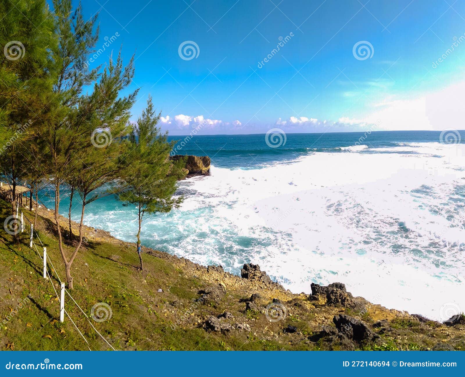 The Ferocious Waves on the Rocky Beach Stock Photo - Image of terrain ...