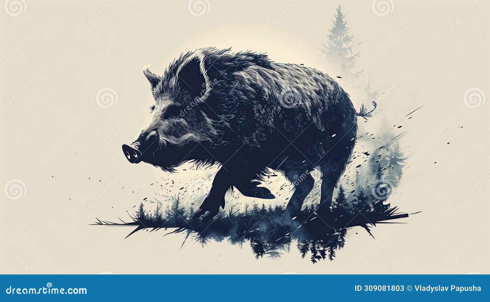 A ferocious wild boar stock illustration. Illustration of painting ...