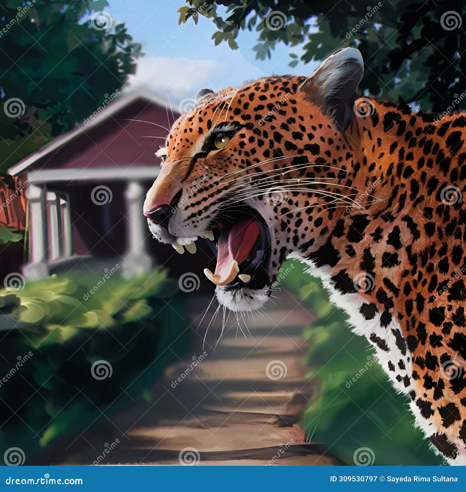 Ferocious Wild Tiger in Nature AI Generated Stock Illustration ...