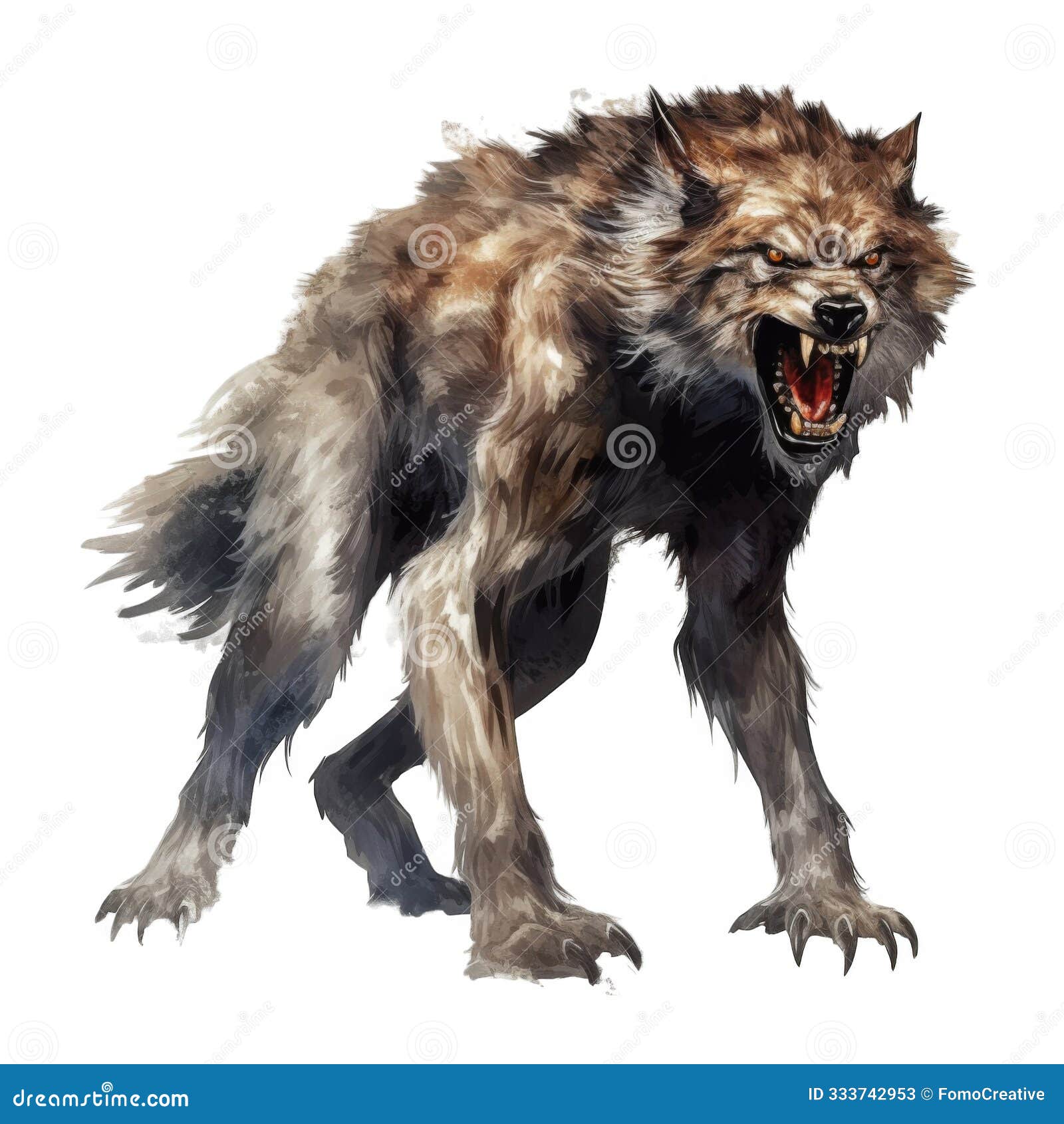 A Ferocious Wolf with Bared Teeth and Intense Eyes Stock Illustration ...