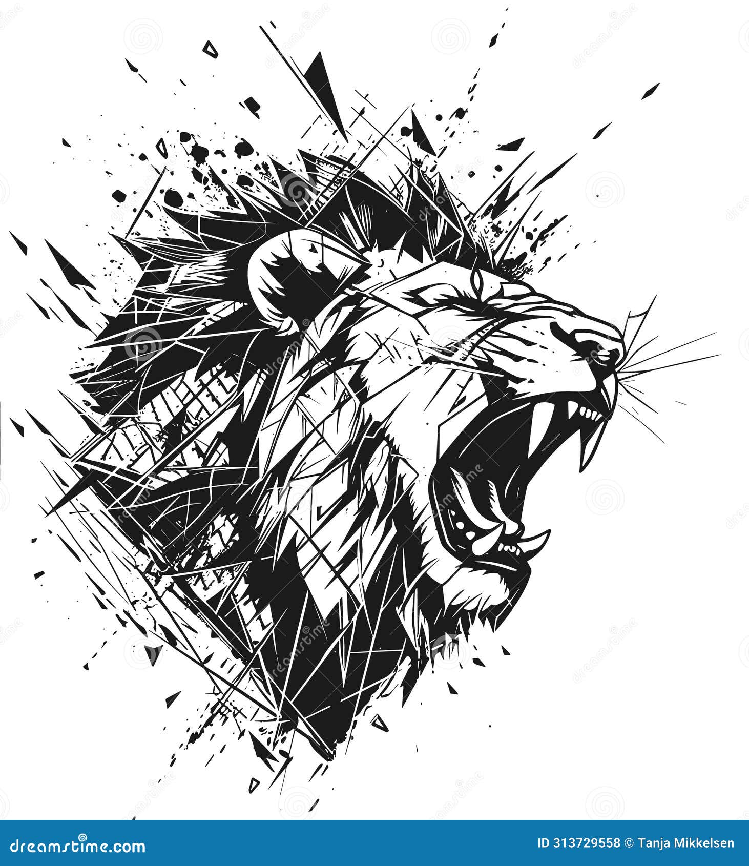 Ferocity Unleashed stock vector. Illustration of lion - 313729558