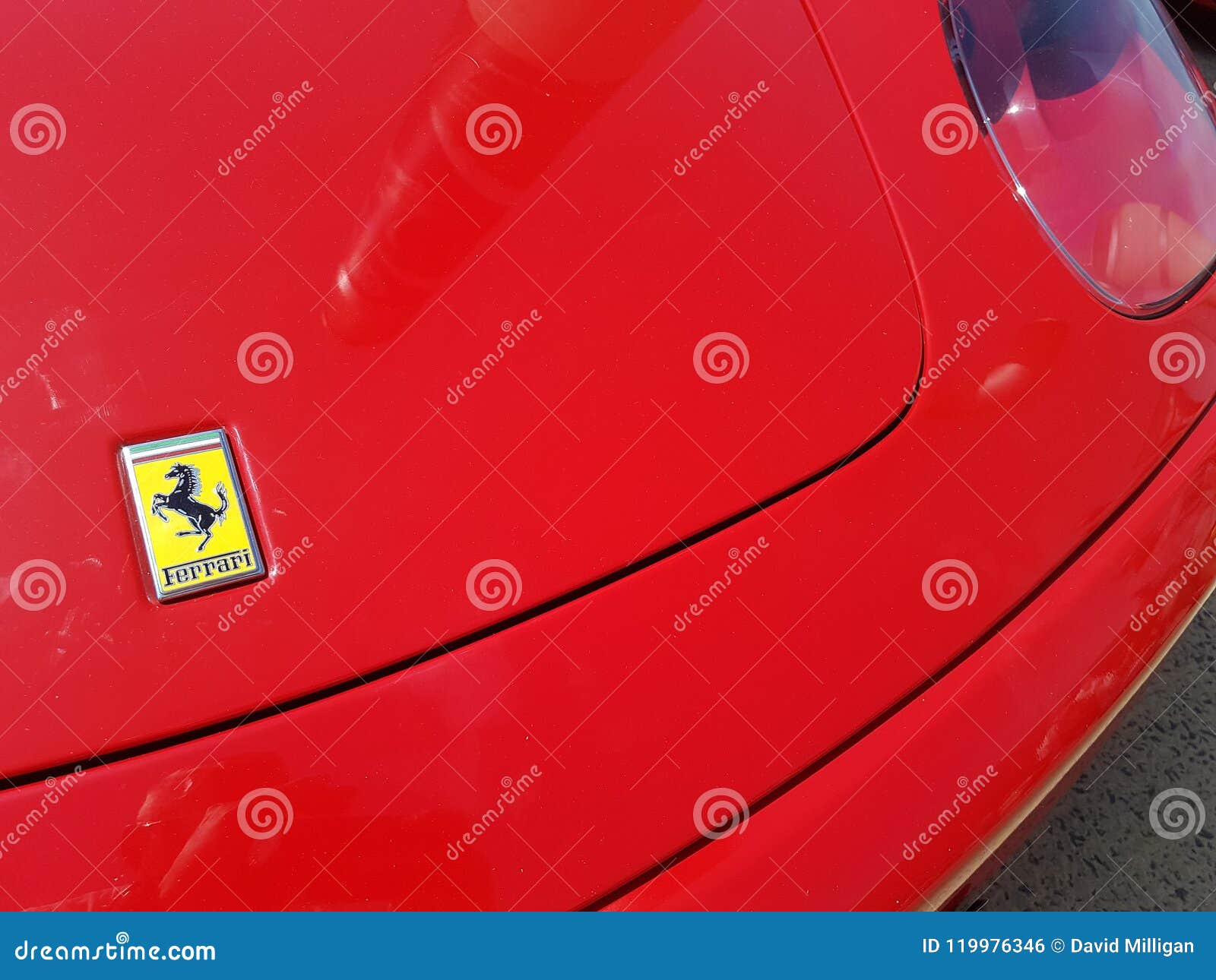 Ferrari bonnet and badge editorial photo. Image of close - 119976346