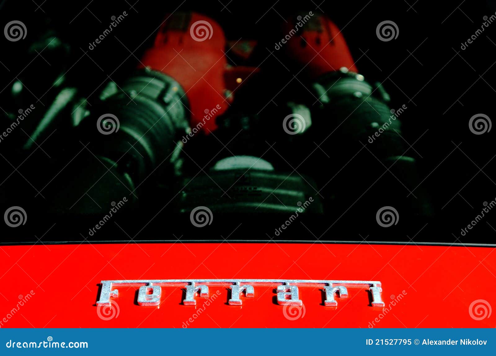 Ferrari engine and logo editorial image. Image of auto - 21527795