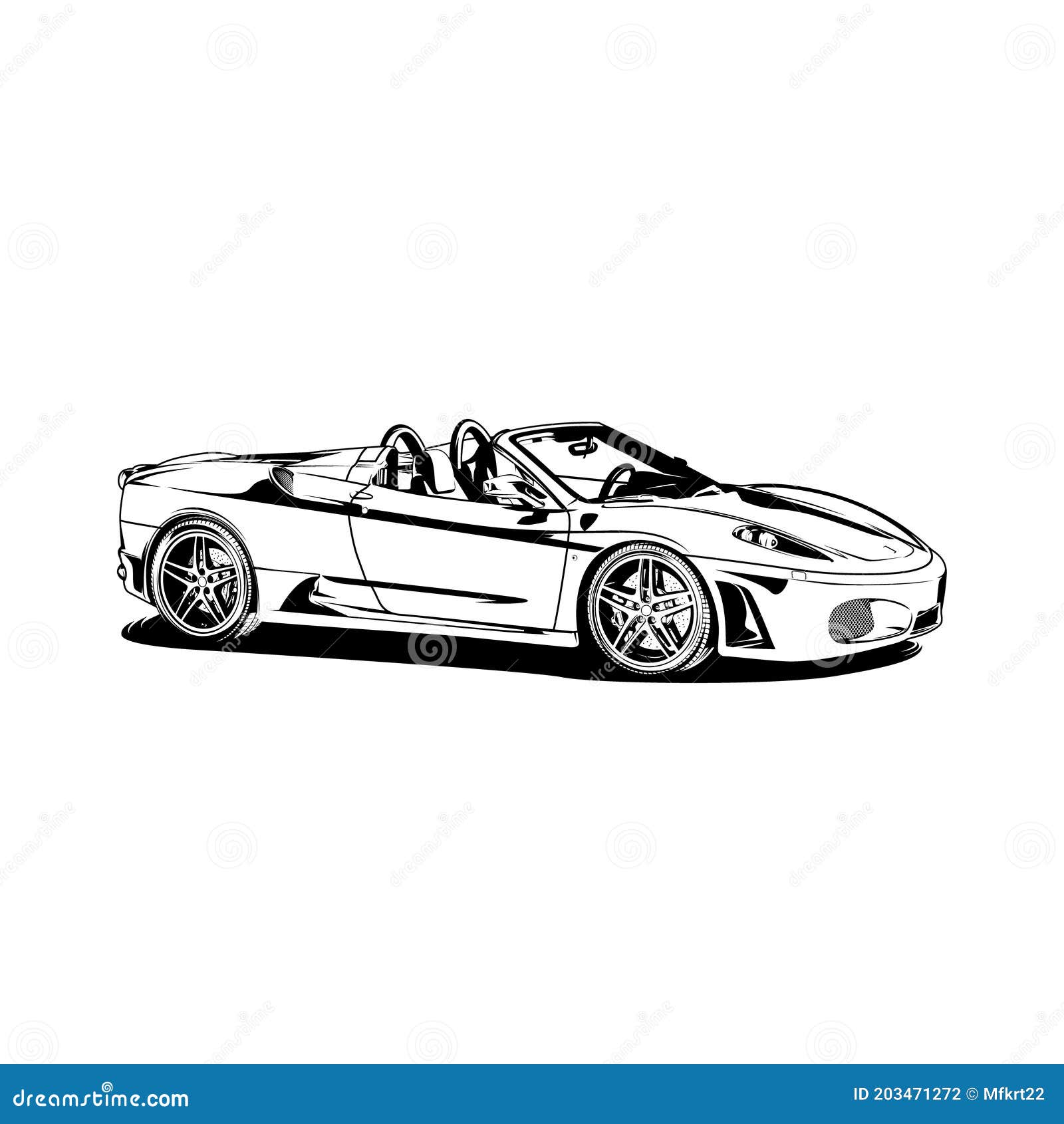 2008 Ferrari F430 Spider Vector Black And White | CartoonDealer.com ...