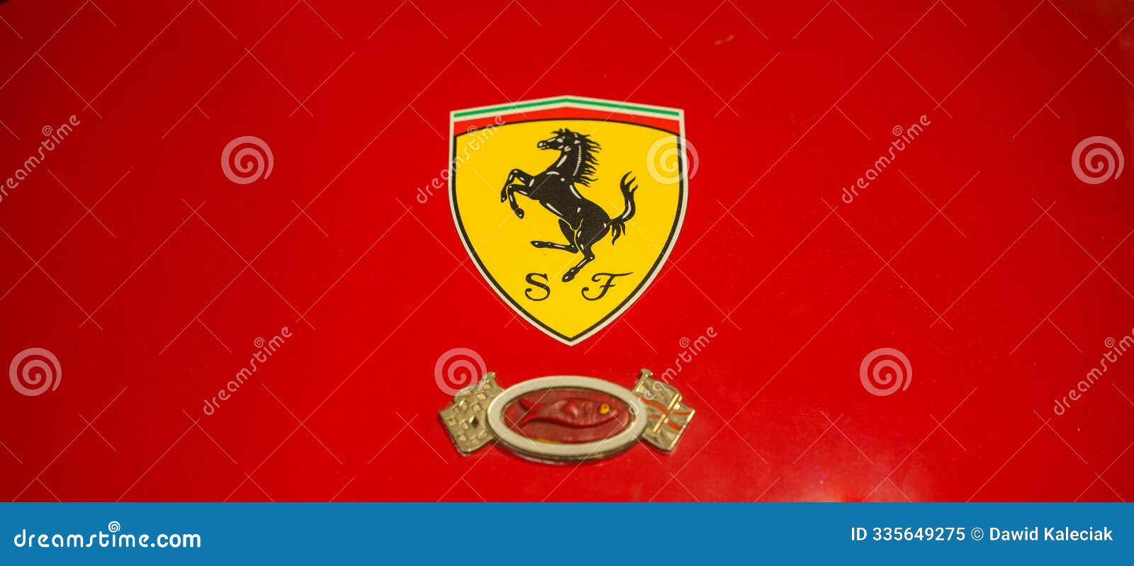 Ferrari Logo on Red Car Hood with Additional Emblem Editorial Image ...