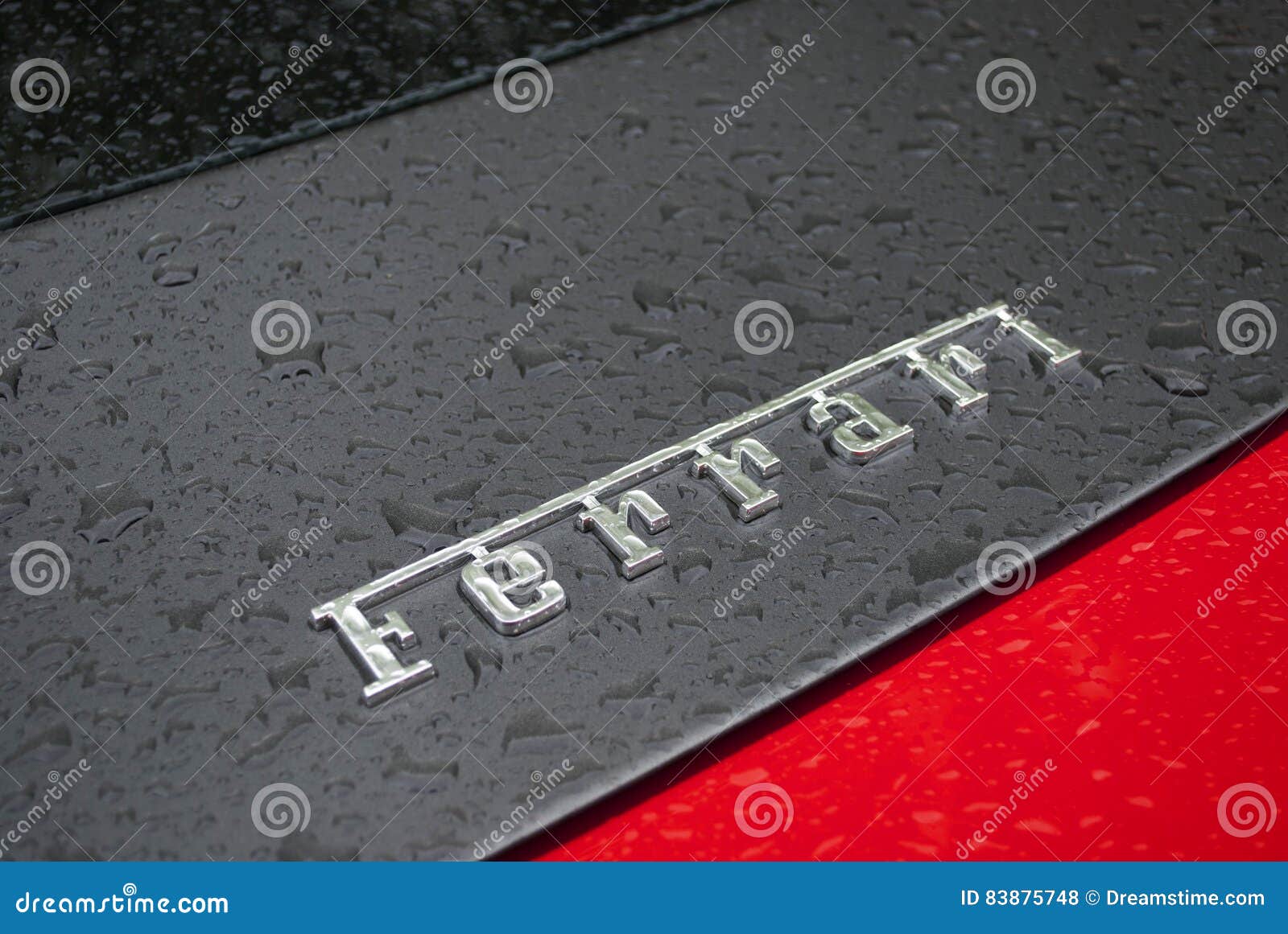 Ferrari logo under rain editorial stock photo. Image of supercar - 83875748