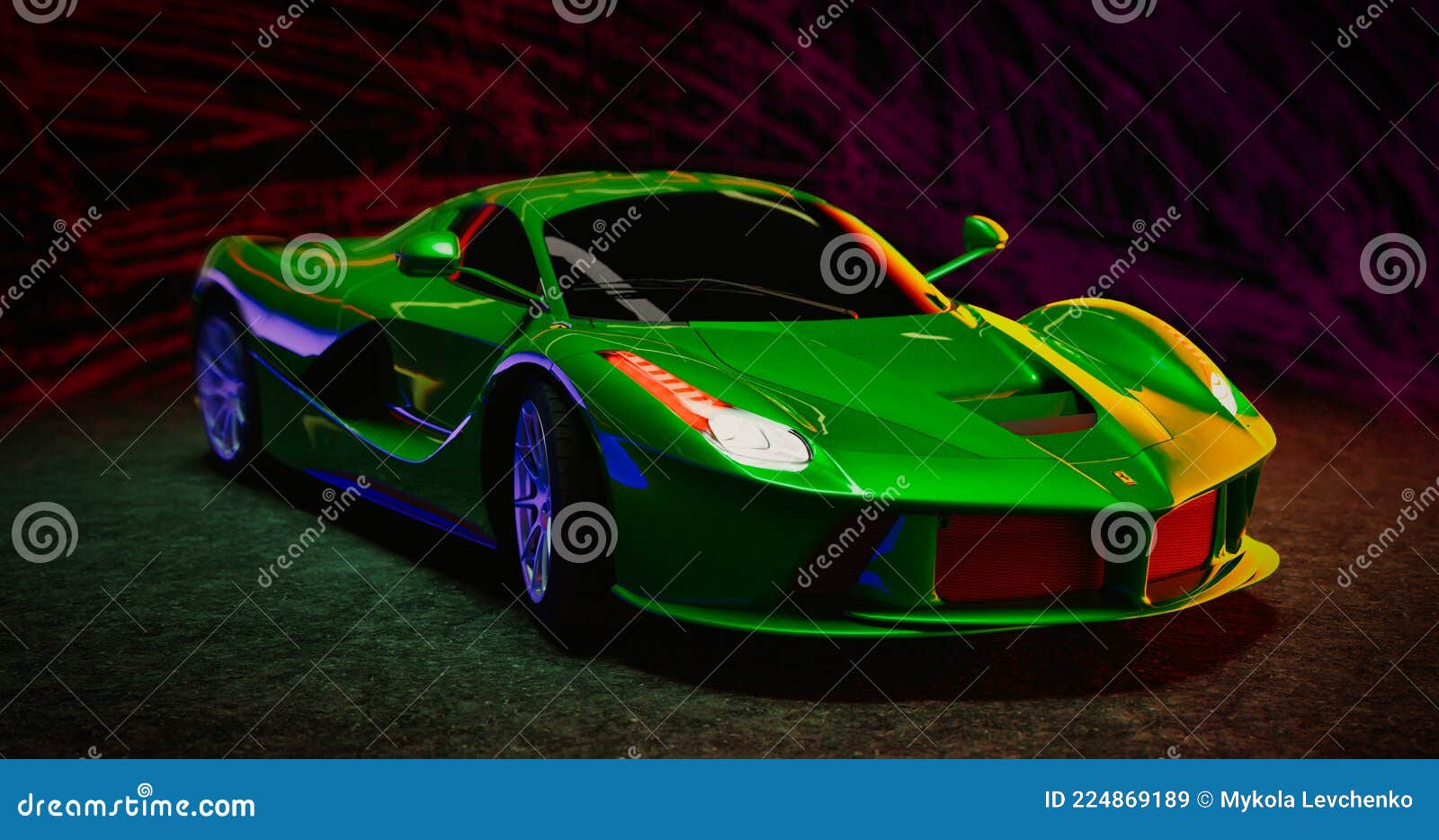 Ferrari with Studio Light 3d Rendering Illustration Editorial Stock ...