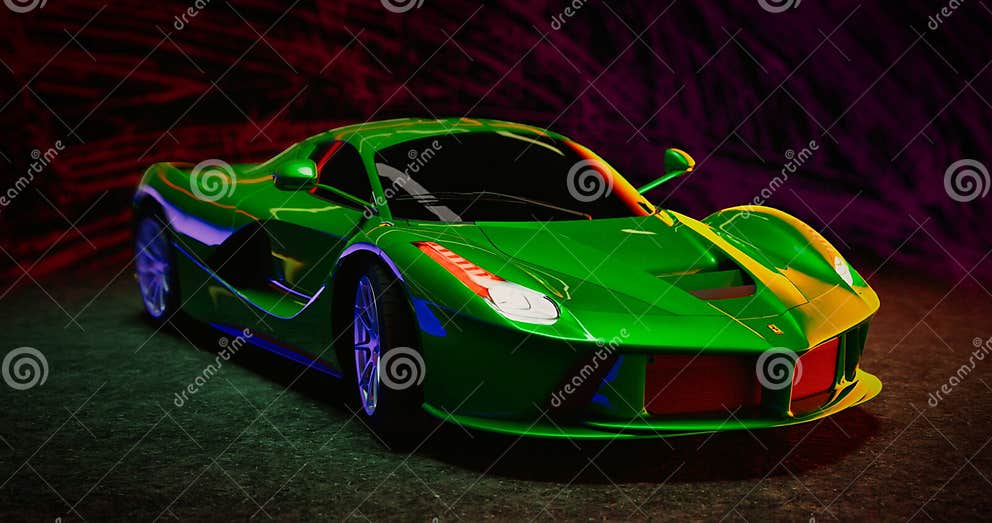 Ferrari with Studio Light 3d Rendering Illustration Editorial Stock ...