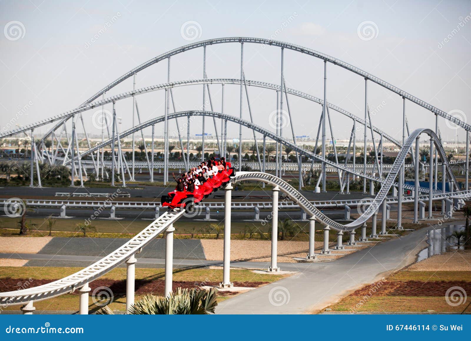 Ferrari World Roller Coaster Editorial Stock Image - Image of island ...
