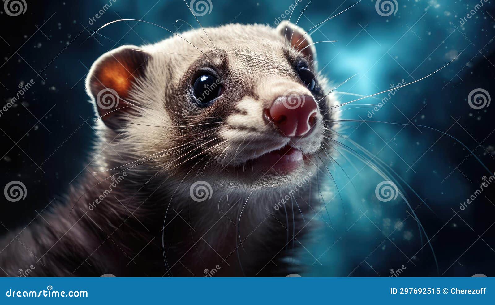 Ferret face close-up stock image. Image of polecat, ferret - 297692515
