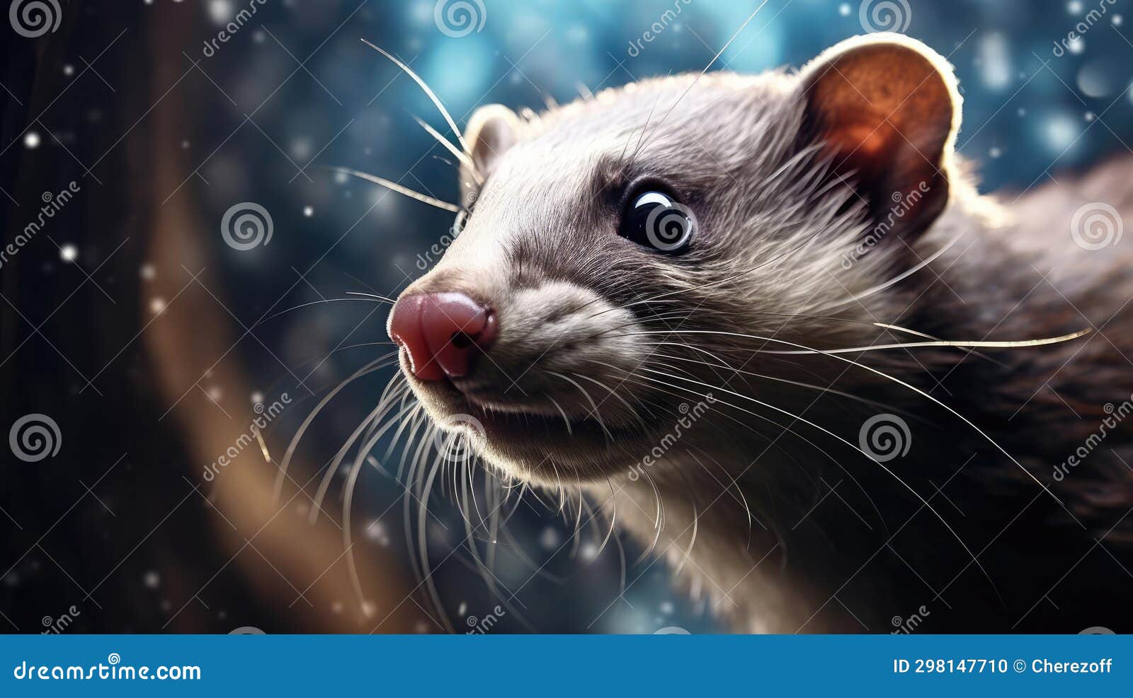 Ferret face close-up stock illustration. Illustration of beast - 298147710