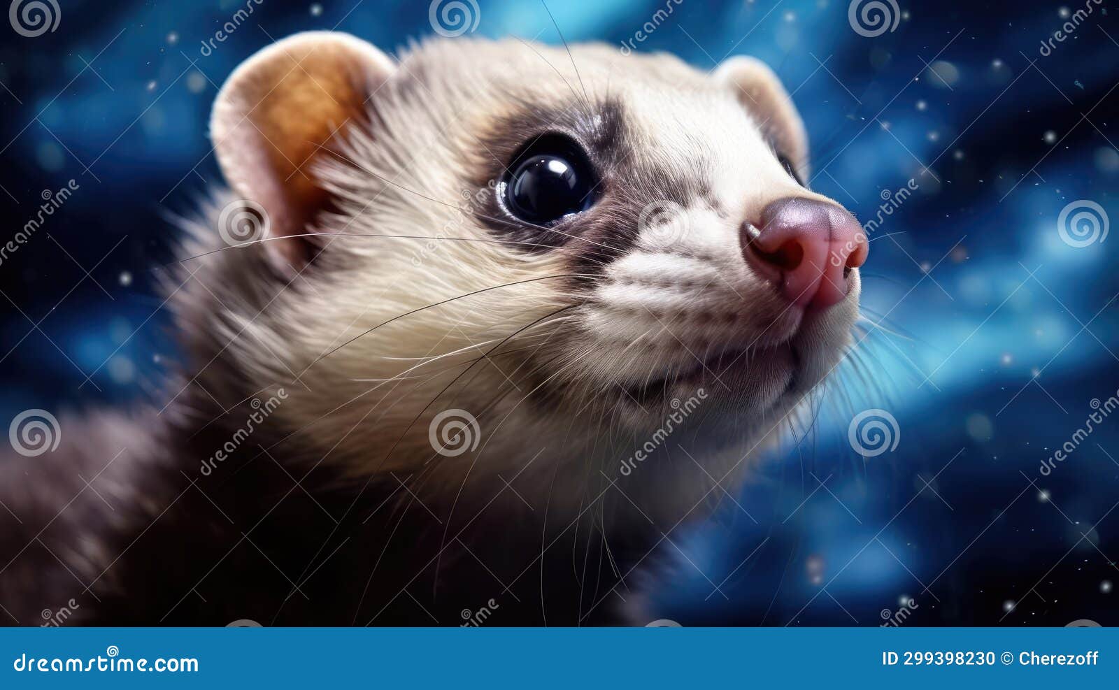 Ferret face close-up stock photo. Image of animal, fluffy - 299398230
